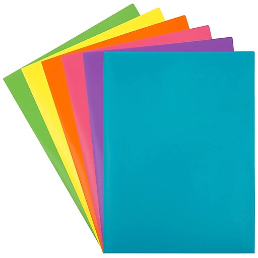 JAM Paper A4 POP 2-Pocket Plastic Folders, Multicolored, Assorted Fashion Colors, 6/Pack ...