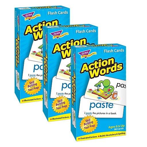TREND Action Words Skill Drill Flash Cards, 3 Packs (T-53013-3) | Staples
