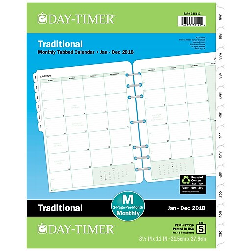 Day-Timer® Classic Two Page Per Month Refill, 12 Months, January Start ... Day-Timer® Classic Two Page Per Month Refill, 12 Months, January Start ...