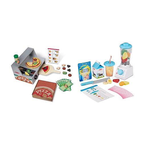 Melissa & Doug Top & Bake Pizza Counter with Smoothie Maker Blender Set ...