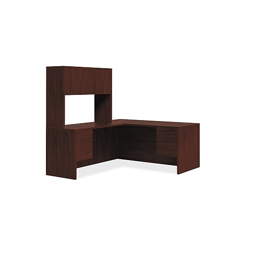 HON 10500 Series L-Workstation, Stack-On Storage, 66"W x 78"D, Mahogany ...