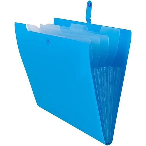 JAM PAPER Plastic File Folder with Snap Closure, 5 Pocket, 9"W x 11.5"H ...