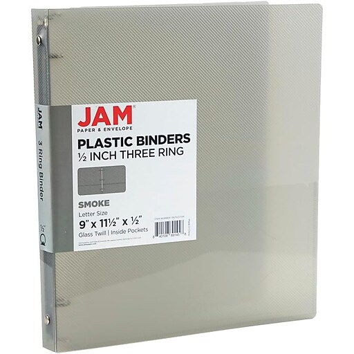 JAM PAPER 1/2" 3-Ring Binder, Smoke Grey (PB75237SM) | Staples