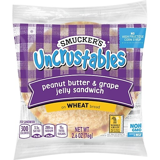 Uncrustables Wheat Peanut Butter & Grape, 2.6 oz, 48/Count (220-02219 ...