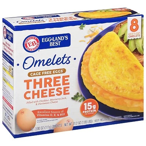 Eggland's Best Three Cheese Cage Free Omelet, 3.90 oz, 8/Box (220-02206 ...