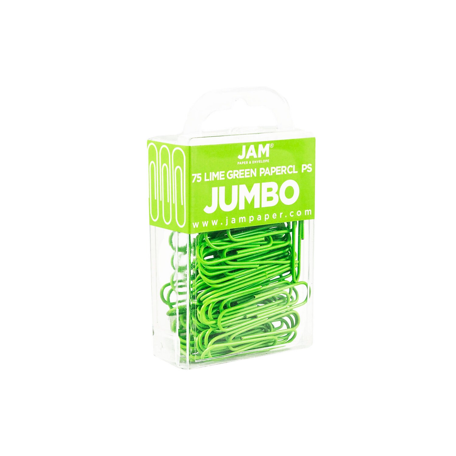 JAM Paper Colored Jumbo Paper Clips Large 2 Inch Lime Green Paperclips ...
