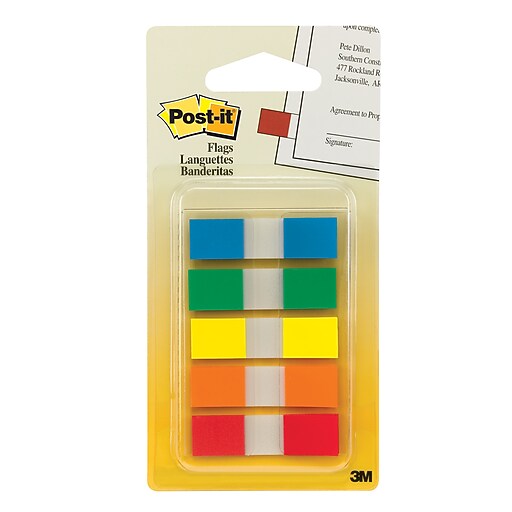 Post-it® Flags, .47" Wide, Assorted Colors, 100 Flags/Pack (683-5CF ...