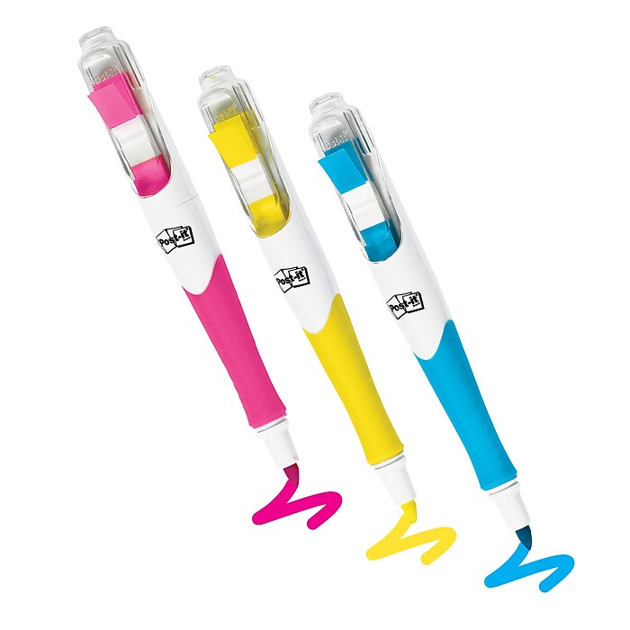 Post it Flag Highlighter Assorted Colors 150 Flags Pack 3 Highlighters Pack 689 HL3 Staples