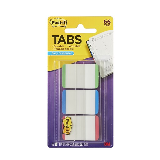 Post-it® Tabs, 1" Wide, Lined, Assorted Colors, 66 Tabs/Pack (686L-GBR ...