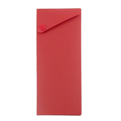JAM Paper Plastic Sliding Pencil Case Box with Button Snap, Red ...