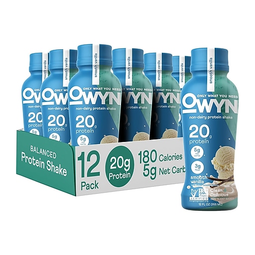 OWYN Smooth Vanilla Protein Drink, 12 oz, 12/Pack (382-00002) | Staples