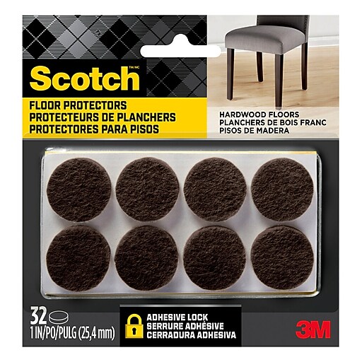 Scotch Round Felt Pads, 1", Brown, 32/Pack (SP822-NA) | Staples