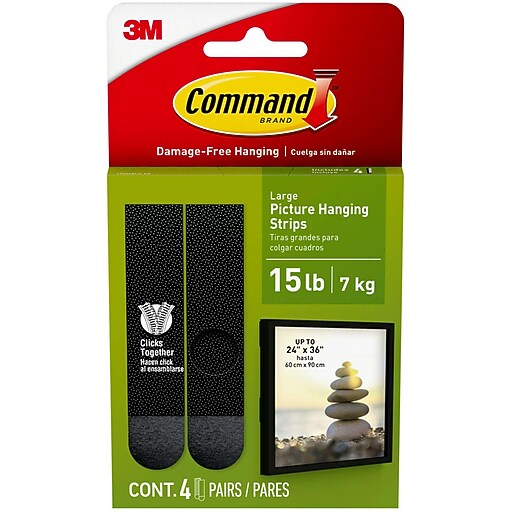 Command Large Hanging Strips, 15 lb., Black, 4/Pack (17206BLK-ES) | Staples