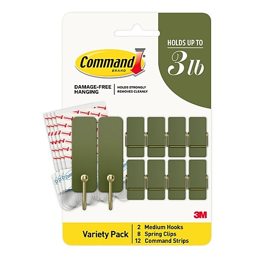 Command Mixed Hooks Pack, Sage, 10/Pack (SGMHP-10ESF) | Staples
