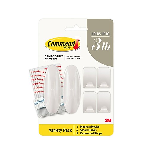Command Mixed Hooks Pack, Radiant Pearl, 6/Pack (PRMHP-6ESF) | Staples