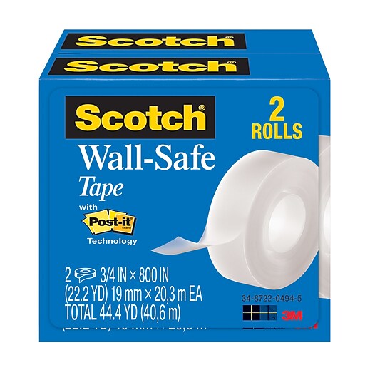 Scotch® Wall-Safe Tape, 3/4" x 22.22 yds., 2 Rolls/Pack (813S6) | Staples