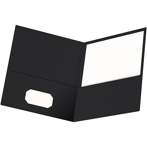 Oxford 2-Pocket Presentation Folders, Black, 25/Box (OXF 57506) | Staples