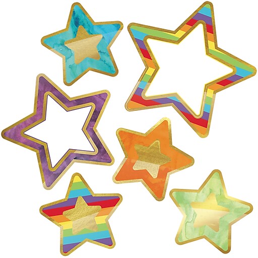 Sparkle And Shine Rainbow And Foil Stars Cut Outs 39 Pack 120242