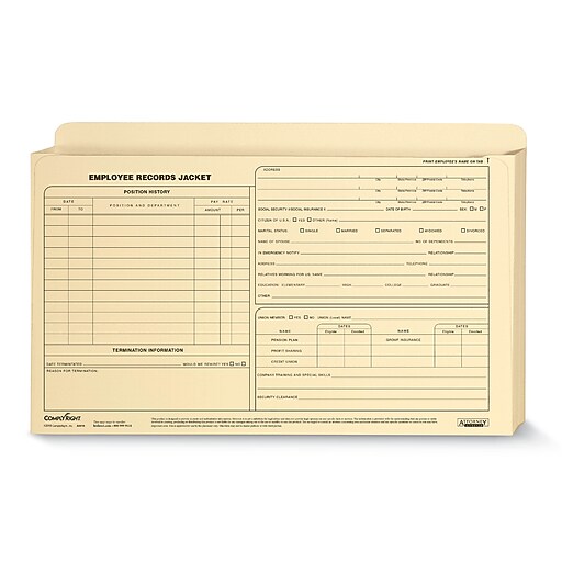 ComplyRight Expanded Employee Records File Jacket, 1" Expansion, Legal ...
