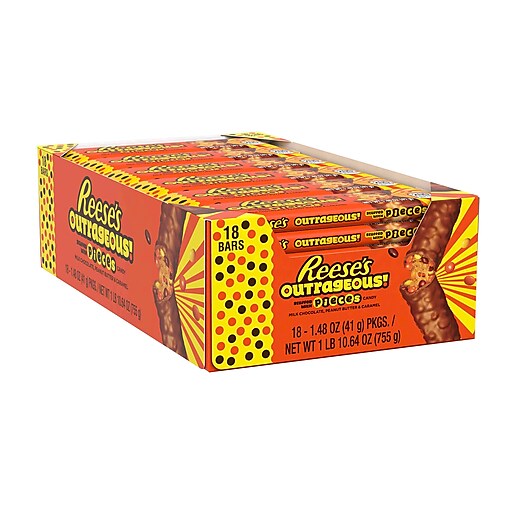 REESE'S OUTRAGEOUS! Peanut Butter Chocolate Candy Bar, 1.48 oz, 18 ... REESE'S OUTRAGEOUS! Peanut Butter Chocolate Candy Bar, 1.48 oz, 18 ...