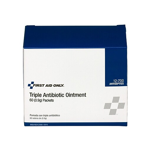 First Aid Only Triple Antibiotic Ointment Packets, 0.03 oz., 60/Box (12 ...