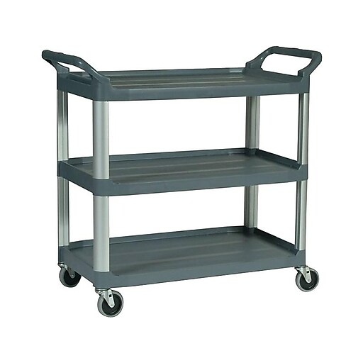 Rubbermaid 3-Shelf Plastic/Poly Mobile Utility Cart with Swivel Wheels ...