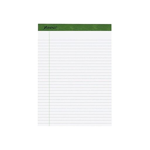 Ampad Earthwise Notepads, 8.5" x 11.75", Wide, White, 50 Sheets/Pad, 4 ...