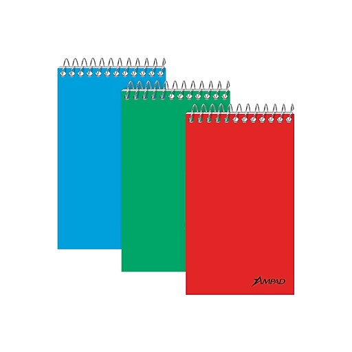 Ampad Memo Pads, 3" x 5", Narrow, Assorted, 60 Sheets/Pad, 3 Pads/Pack ...