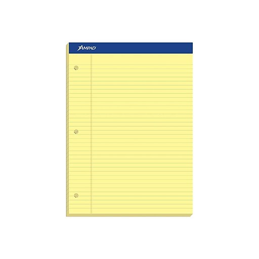 Ampad Notepad, 8.5" x 11.75", Narrow, Canary, 100 Sheets/Pad (TOP 20 ...
