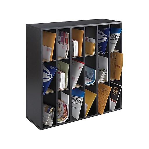 Safco 18-Compartment Mail Sorters, 33.75" x 32.75", Black (7765BL ...