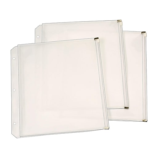 Cardinal Zipper Polypropylene/PP Binder Pockets, Clear, 3/Pack (CRD ...