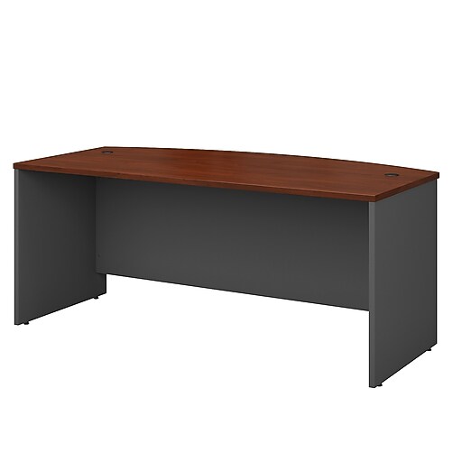 Bush Business Furniture Westfield 72"W Bow Front Desk, Hansen Cherry ...