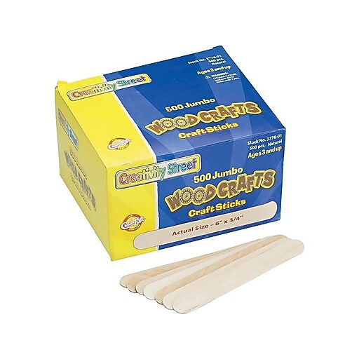Creativity Street Jumbo Craft Popsicle Sticks, Beige, 500/Box (3776-01 ...