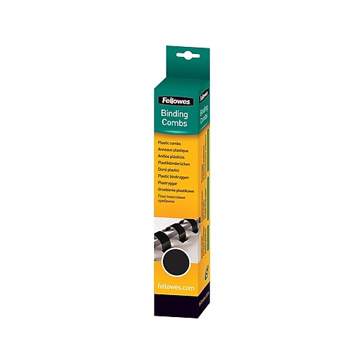 Fellowes 5/8" Plastic Binding Spine Comb, 120 Sheet Capacity, Black, 100/Pack (52327) | Staples