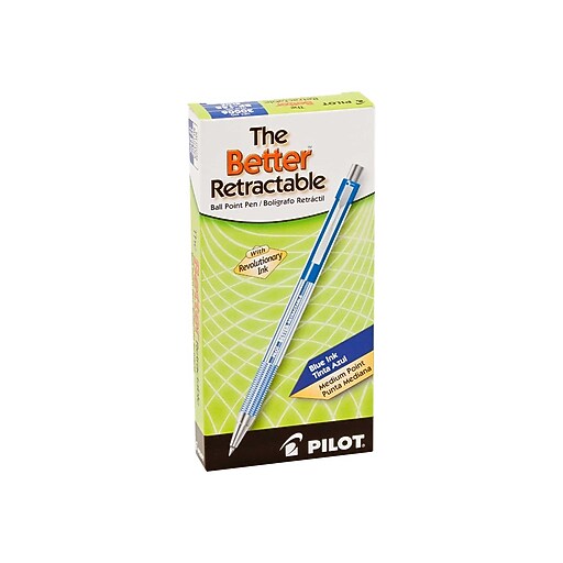 Pilot Better Retractable Ballpoint Pens, Medium Point, Blue Ink, Dozen ...