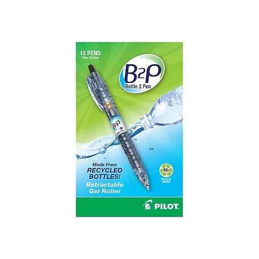 Pilot B2P Bottle 2 Pen Retractable Gel Pens, Fine Point, Black Ink ...