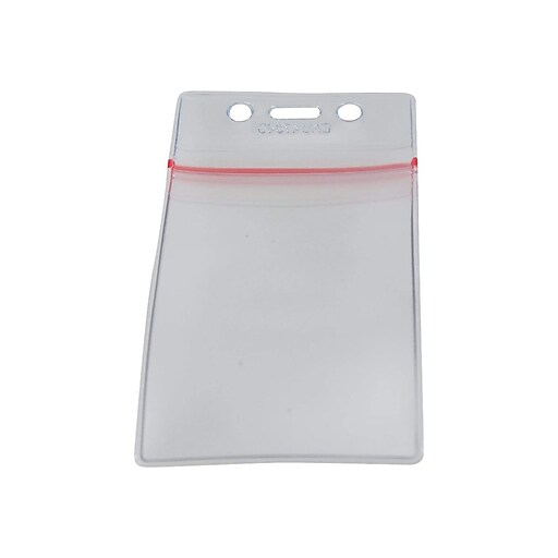 Staples Vertical Sealable ID Badge Holders, 5" x 3", Vinyl, Clear, 50 ...