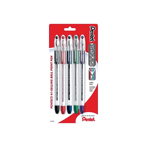 Pentel R.S.V.P. Ballpoint Pens, Fine Point, Assorted Ink, 5 Pack ...