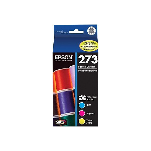 Epson 273 Photo Black/Color Ink Cartridges, Standard, 4/Pack (T273520-S ...