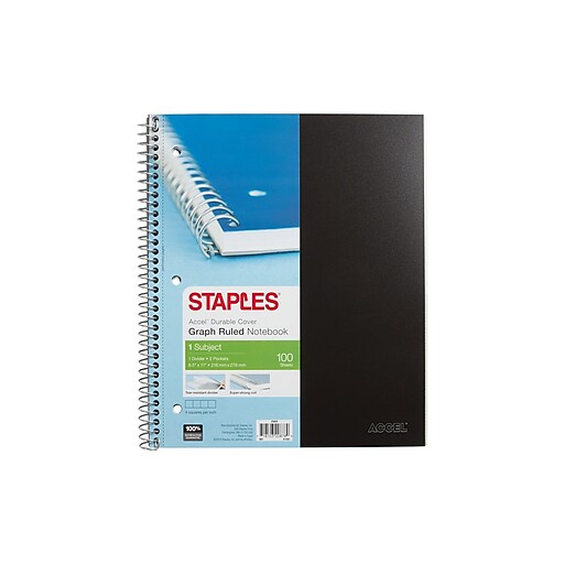 Staples® Accel Durable Poly Cover Notebook Graph Ruled 8 1 2 X 11