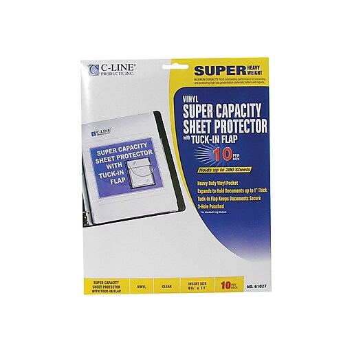 C-Line Heavyweight Sheet Protectors, 8.5" x 11", Clear, 10/Pack (61027 ...