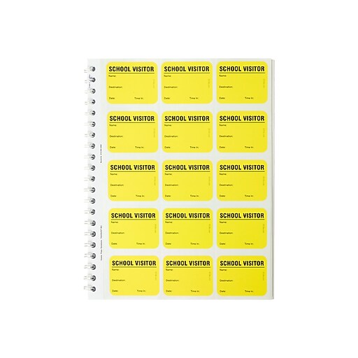 IDville Visitor Pass Sticker Name Tags/Labels, Bright Yellow, 225/Box ...