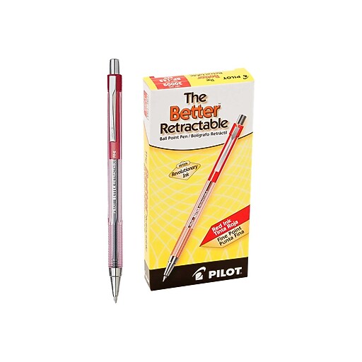 Pilot Better Retractable Ballpoint Pens, Fine Point, Red Ink, Dozen ...