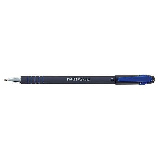 staples-postscript-ballpoint-pens-medium-point-blue-ink-dozen-50025
