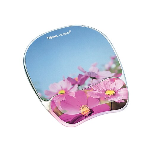 Fellowes Photo Gel Non-Skid Mouse Pad/Wrist Rest Combo, Pink Flowers ...