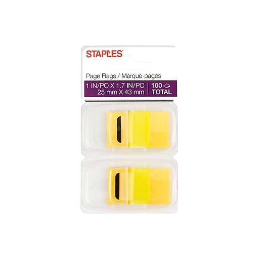 Staples Sunshine Collection Page Flags with Pop-Up Dispenser, 1" Wide ...