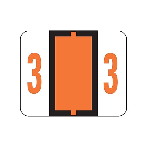 Smead BCCRN Color Coded Numeric Labels, 3, Dark Orange, 500/Roll (67373 ...