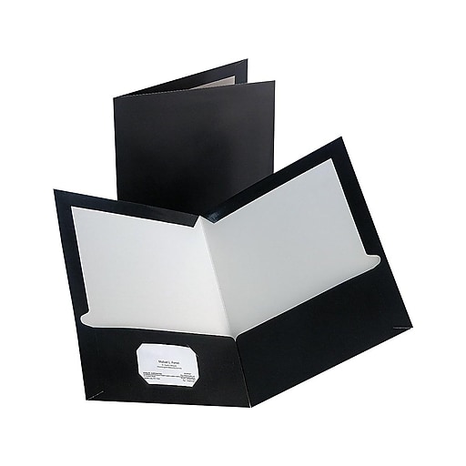Staples Glossy 2-Pocket Paper Folder, Black, 10/Pack (13365-CC) | Staples