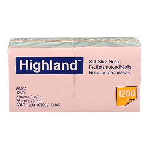Highland Notes, 3" x 3", Assorted Collection, 100 Sheet/Pad, 12 Pads ...