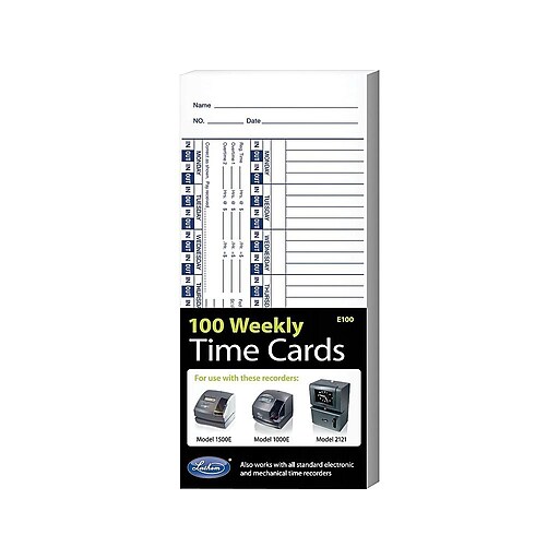 Lathem Time Cards for 1500E Time Clock, 100/Pack (E100) | Staples